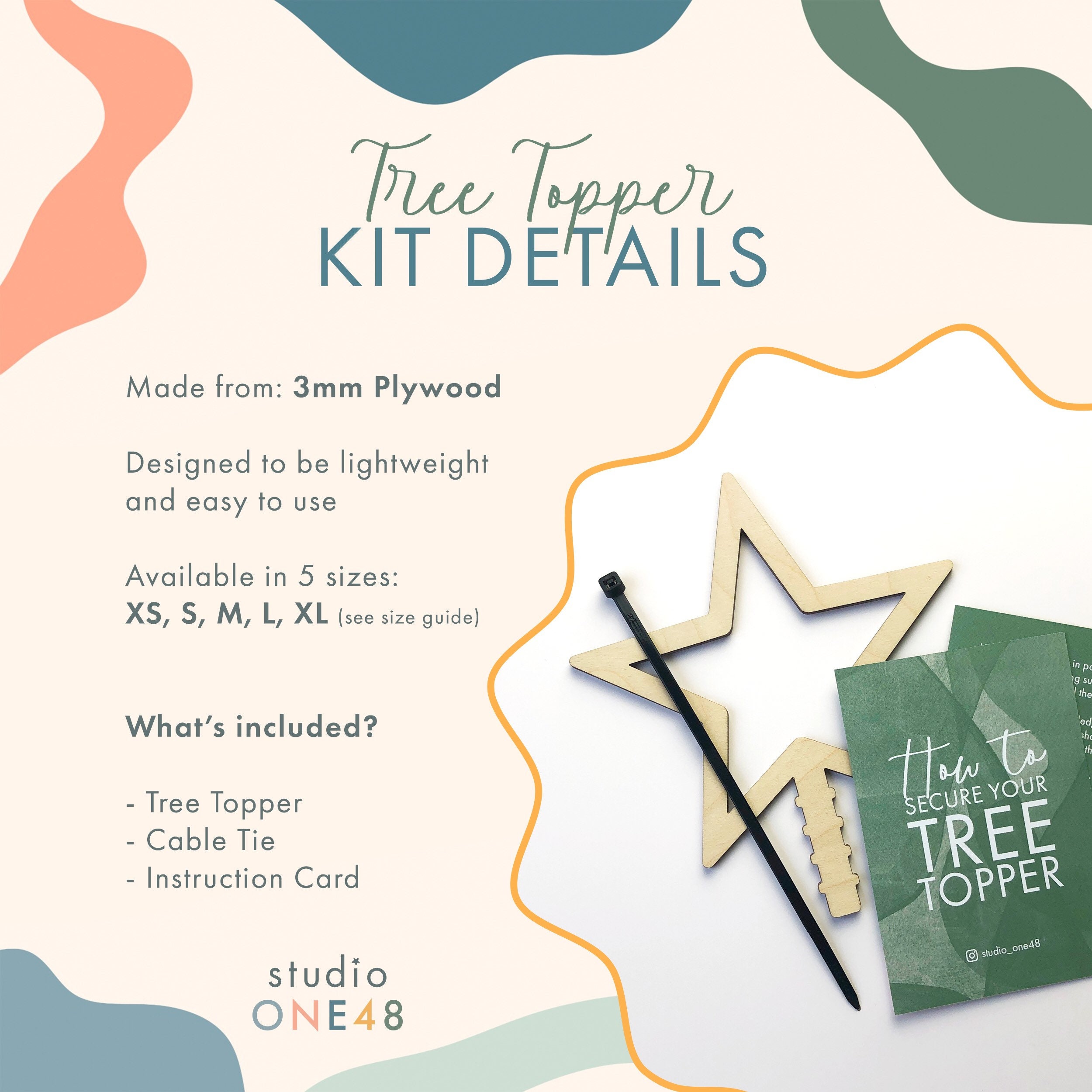 Christmas Tree Topper Star Wooden Tree Topper Scandi - Etsy