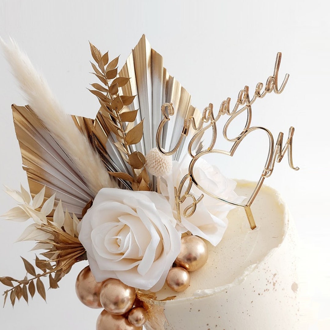 Personalised Engagement Cake Topper, Heart Initials Topper, Wedding ...