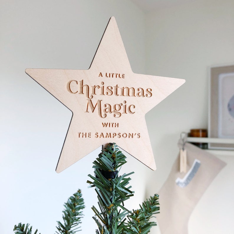 Christmas Magic Tree Topper Star Engraved Tree Topper Scandi - Etsy UK