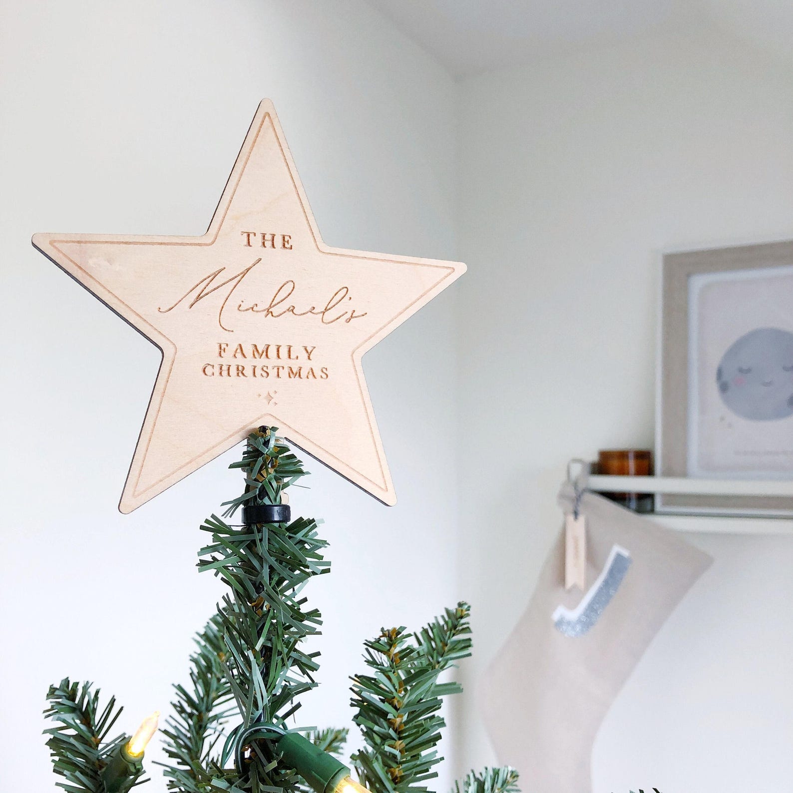 Christmas Tree Topper Star, Engraved Tree Topper, Scandi Christmas ...