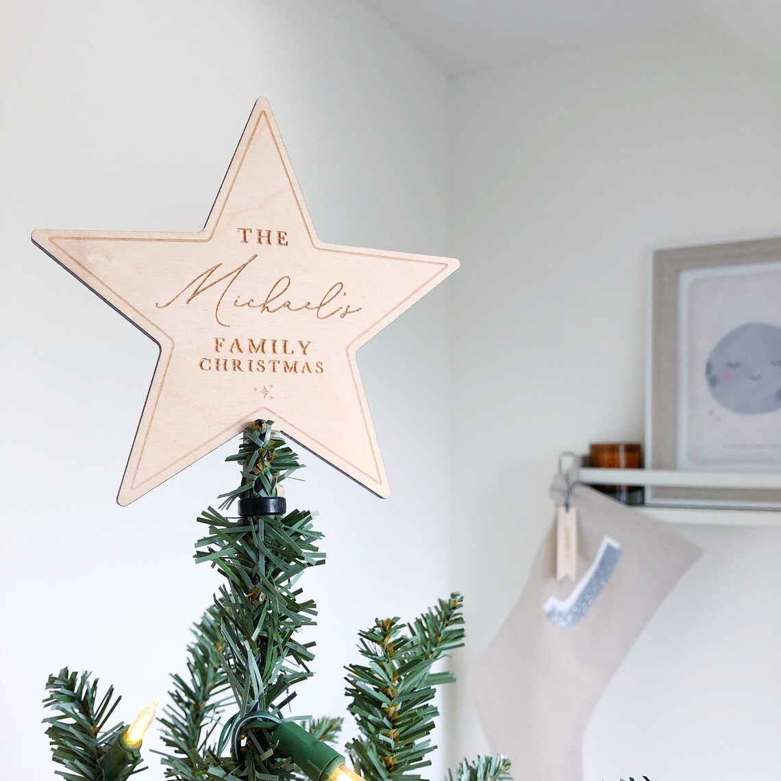 Christmas Tree Topper Star Engraved Tree Topper Scandi - Etsy