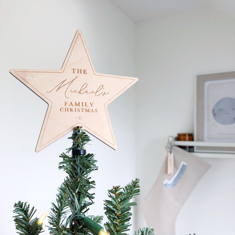 Christmas Tree Topper Star Engraved Tree Topper Scandi - Etsy