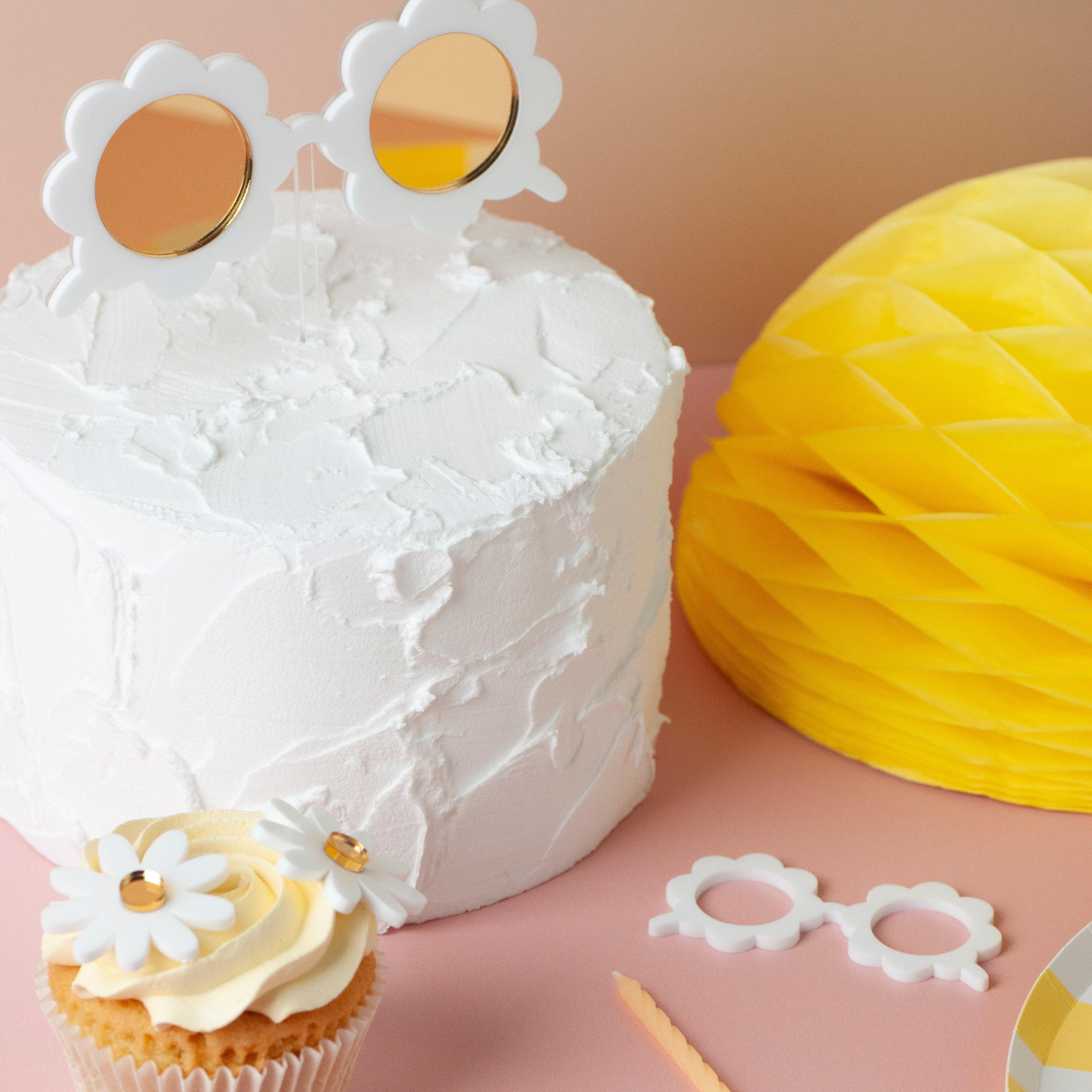 Daisy Sunglasses Cake Topper, 1st 2nd Birthday, Flower Power Retro Cake ...