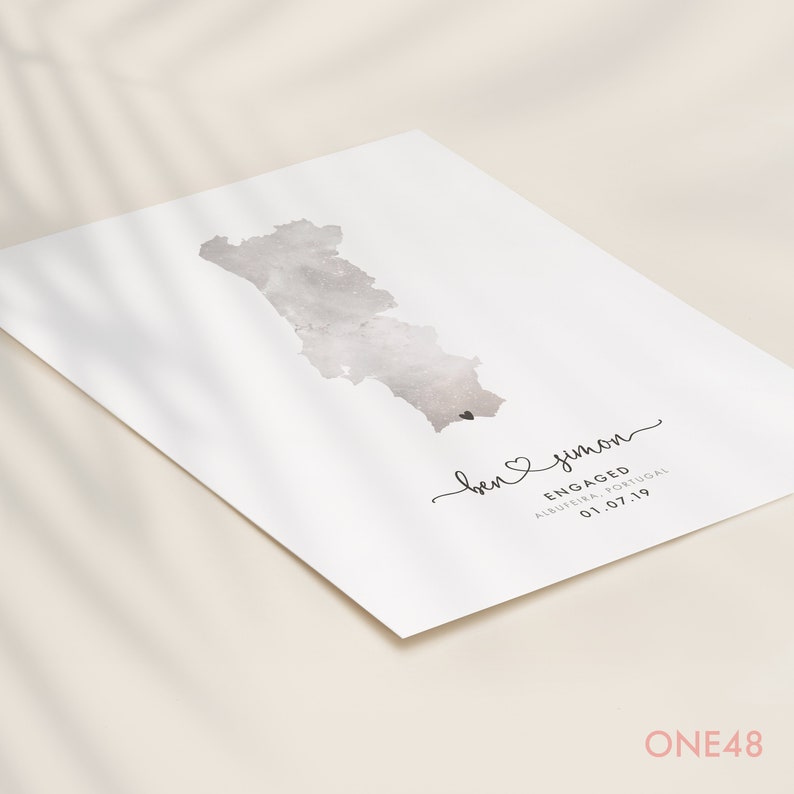 Destination Travel Map Personalised Engagement Gift | Etsy