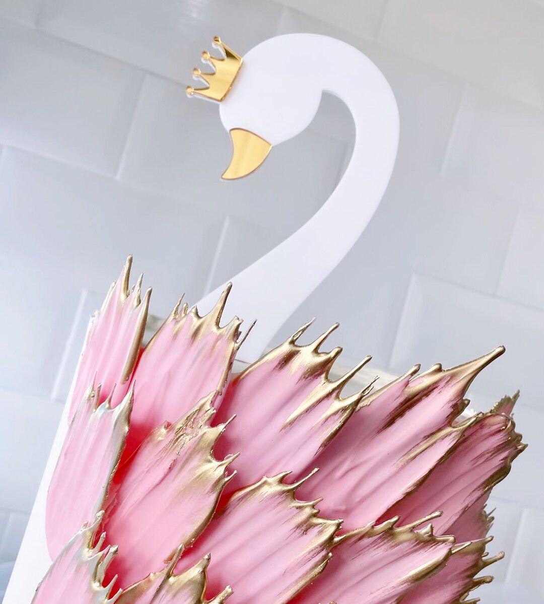 Swan Cake Topper, Swan Theme Birthday Party, 1st Birthday, Gold Crown ...