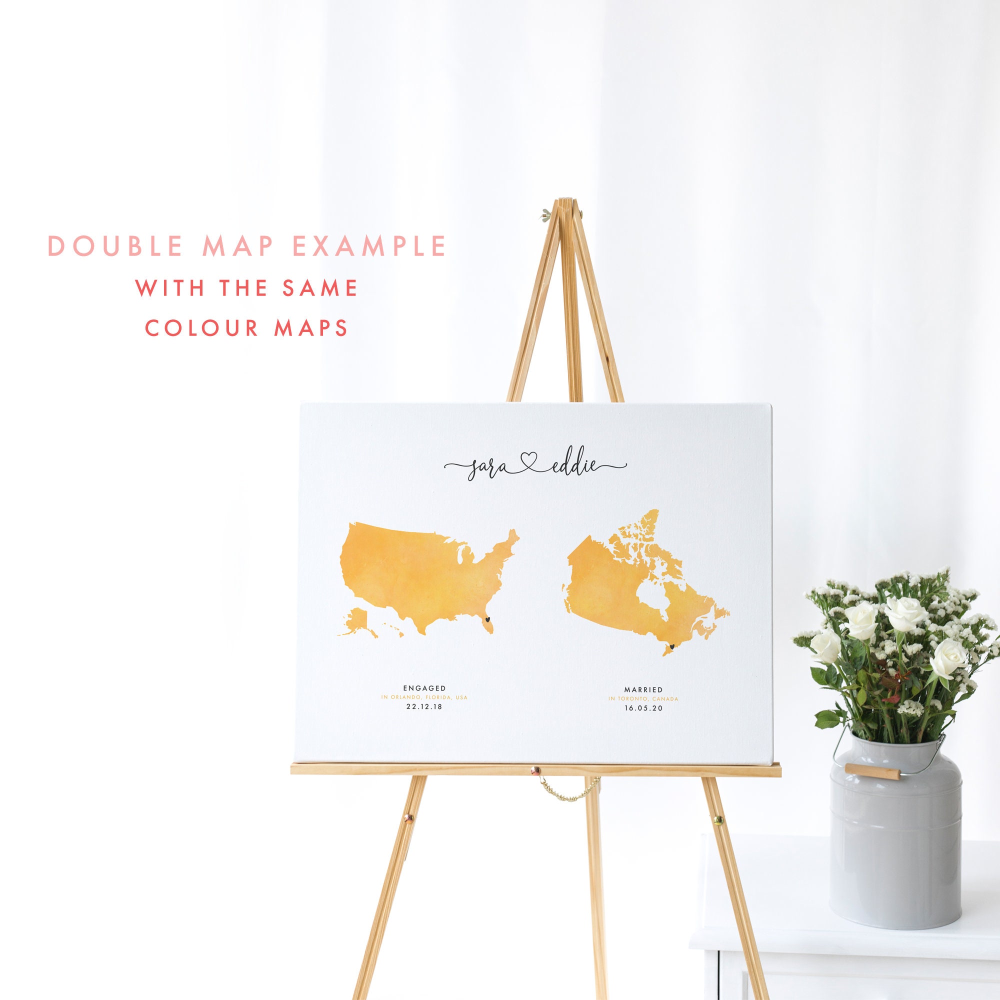 Double Map Print Destination Travel Map Personalised - Etsy UK