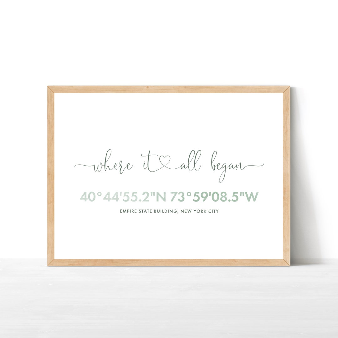 Coordinates Gift, Gift for Couples, Engagement Gift, Coordinates Print ...