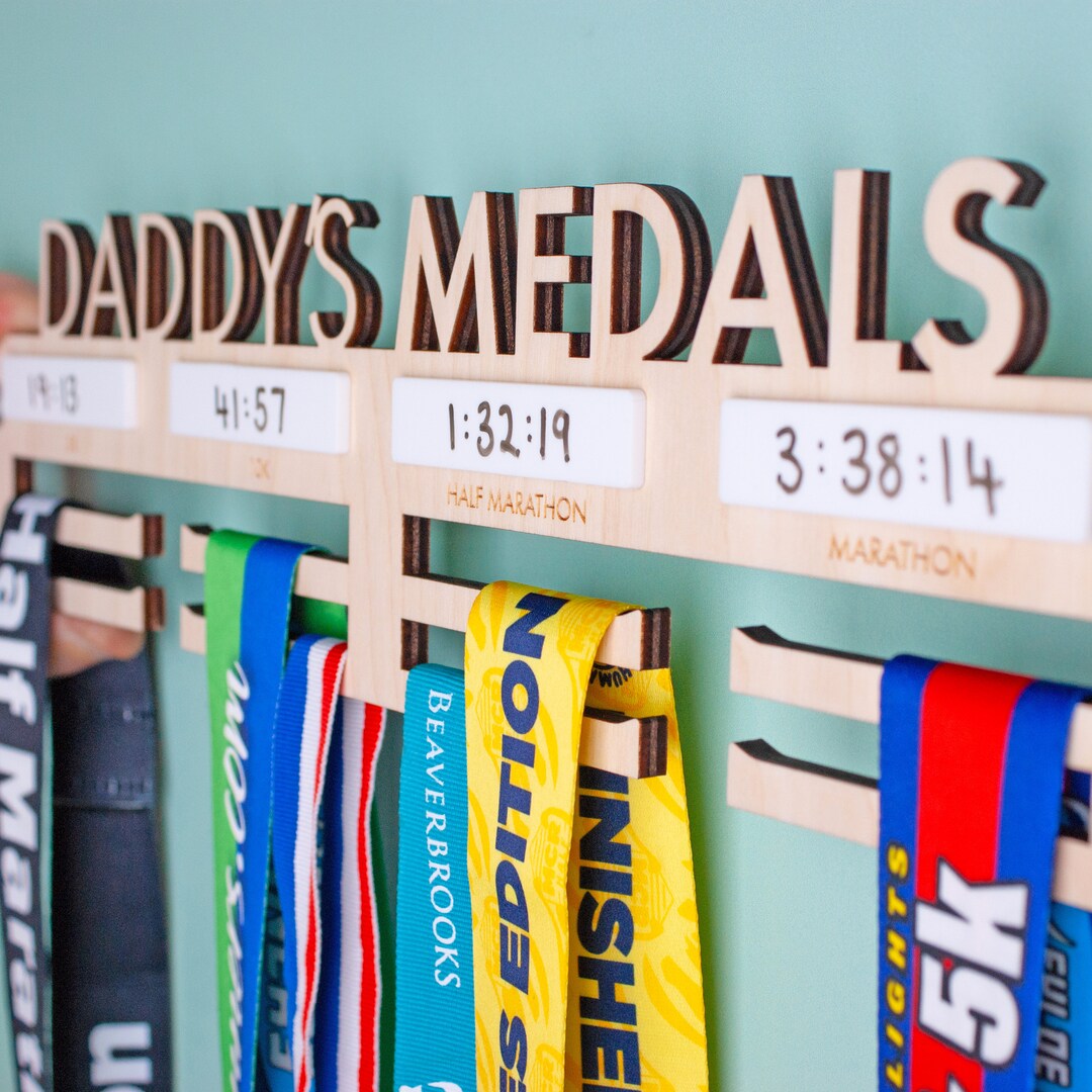 Daddy's Personal Best Medals Hanger, Personalised Father's Day Present ...