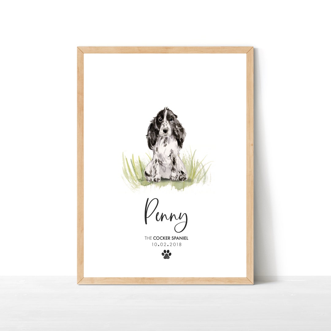 Personalised Cocker Spaniel Print, Pet Portrait, Dog Print Wall Decor ...