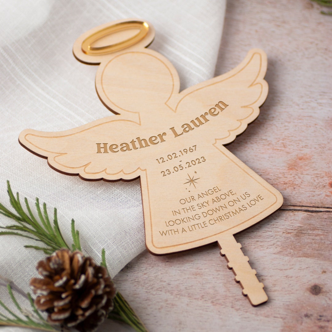 Angel in Loving Memory Christmas Tree Topper, Engraved Tree Topper ...