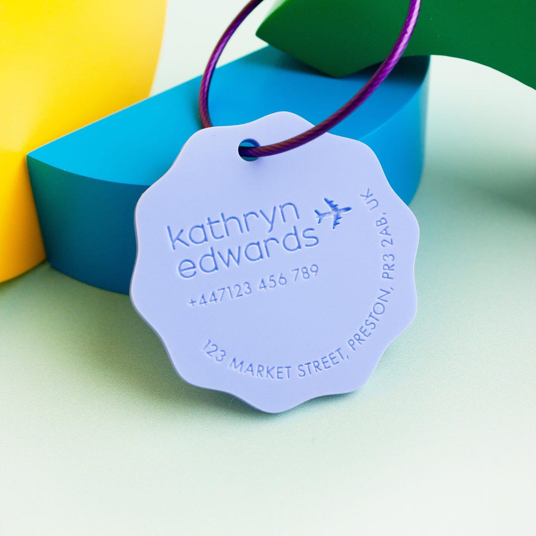 Wavy Circle Name Luggage Tags, Engraved Bag ID Tag, Suitcase Bag Tag ...