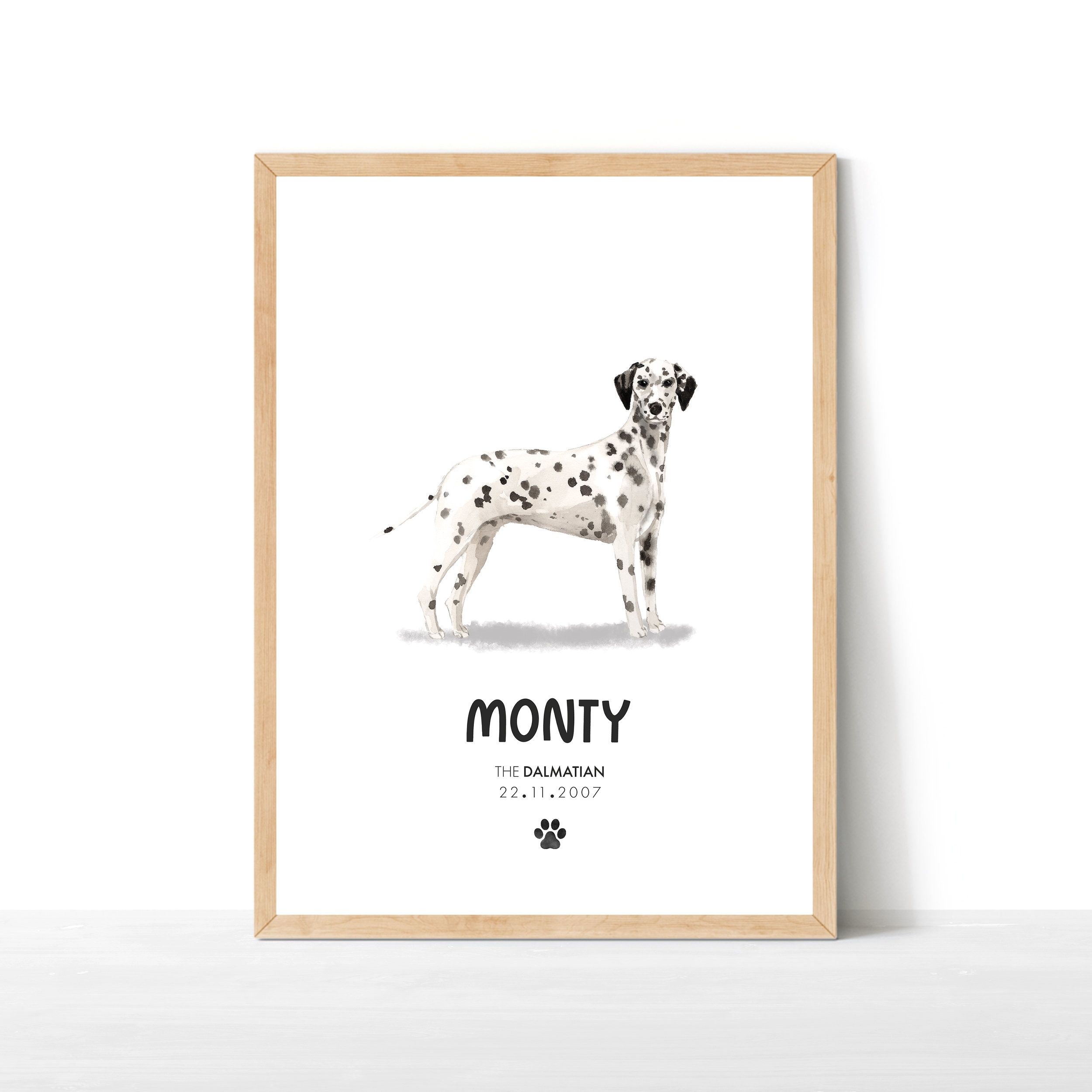 Personalised Dalmatian Print Pet Portrait Dog Print Wall | Etsy