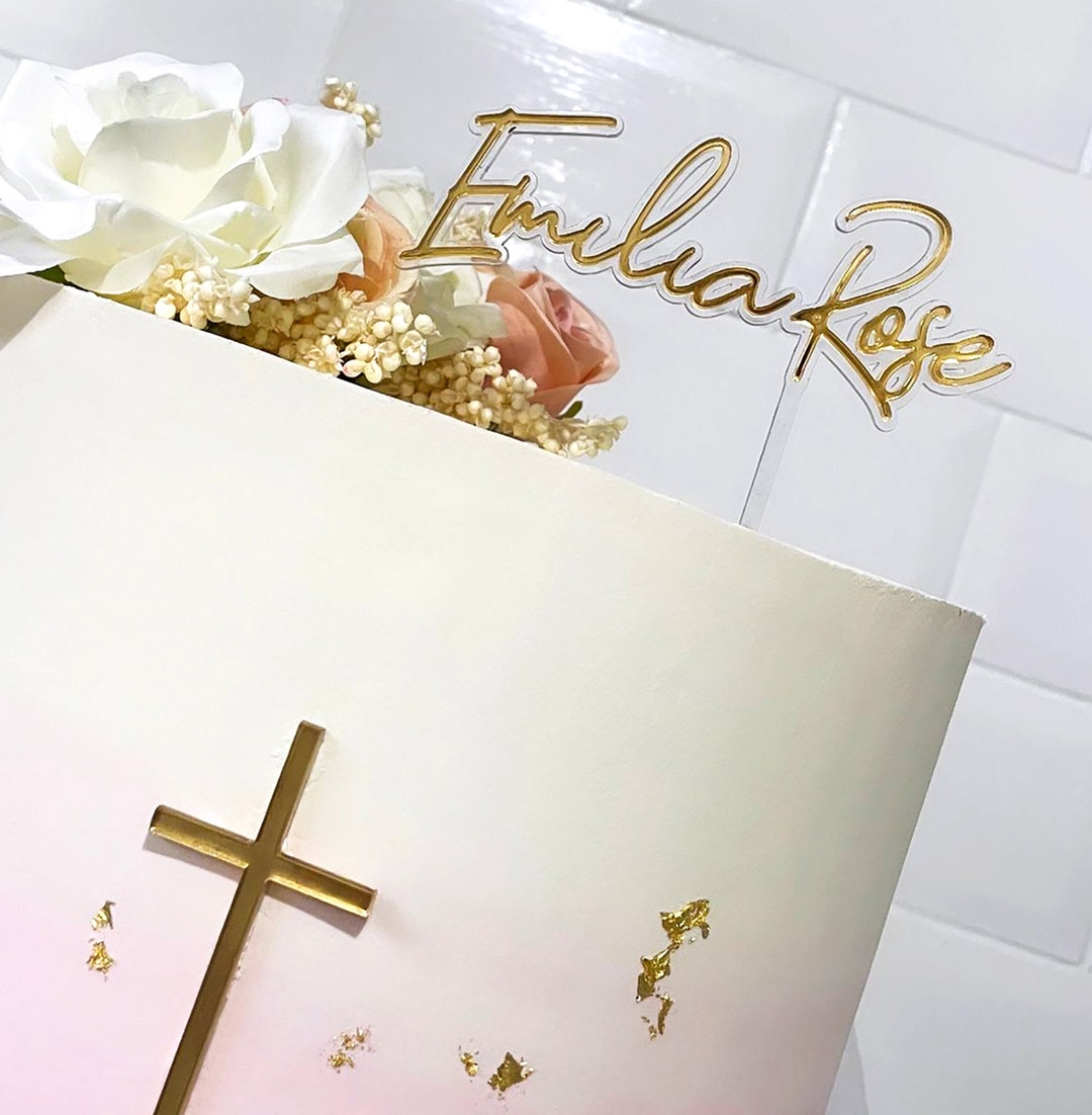 Personalised Floating Name Cake Topper Christening Cake - Etsy