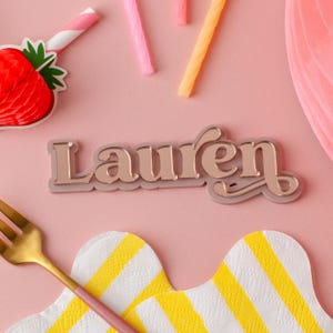 Personalised Name Double Layer Cake Topper, Two Colour Cake Charm ...