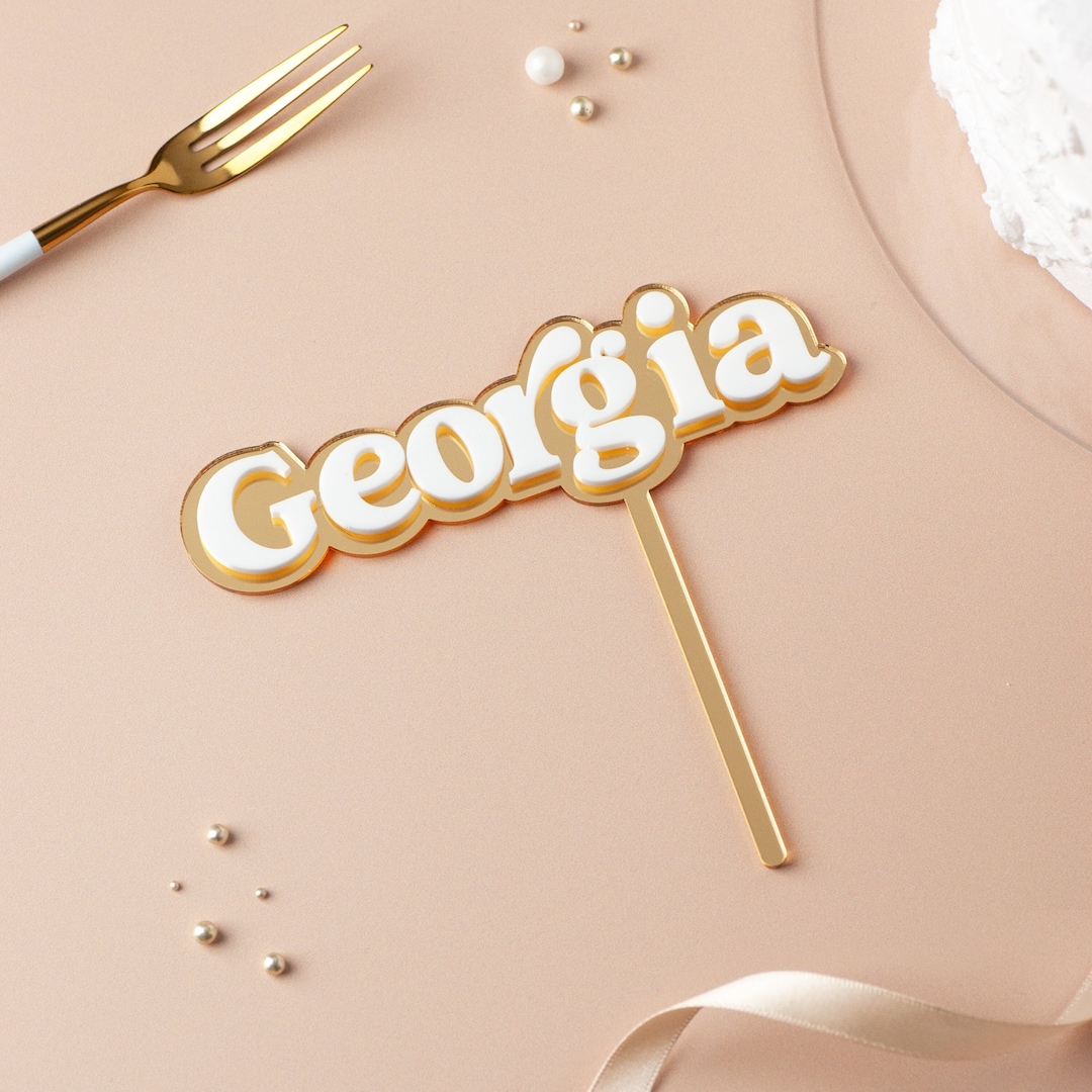 Personalised Name Double Layer Cake Topper, Two Colour Cake Charm ...