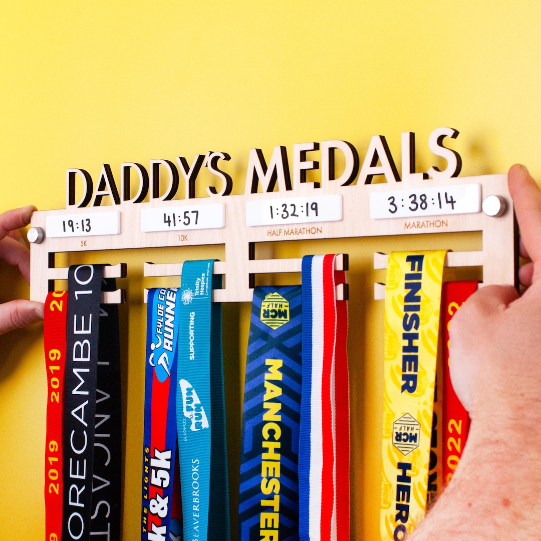 Daddy's Personal Best Medals Hanger, Personalised Father's Day Present ...