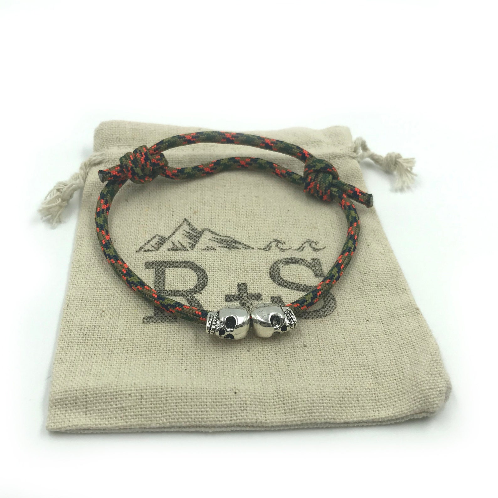 Blitz Skull Rope Bracelet Mens Rope Bracelet Adjustable Rope Bracelet ...