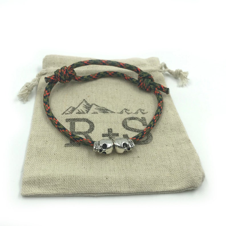 Blitz Skull Rope Bracelet Mens Rope Bracelet Adjustable Rope Bracelet ...