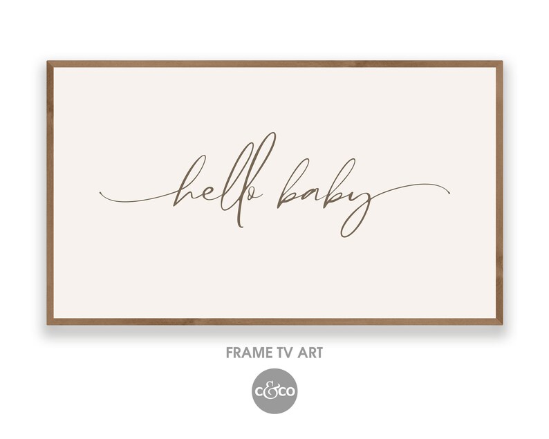 Hello Baby Sign for the Samsung Frame TV Modern Baby Shower - Etsy