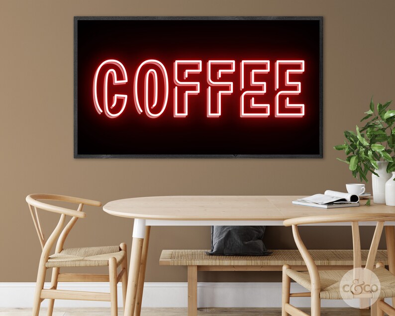 Coffee TV Art Coffee Bar Red Neon Digital Sign for Samsung - Etsy