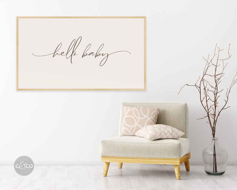 Hello Baby Sign for the Samsung Frame TV | Modern Baby Shower Party ...