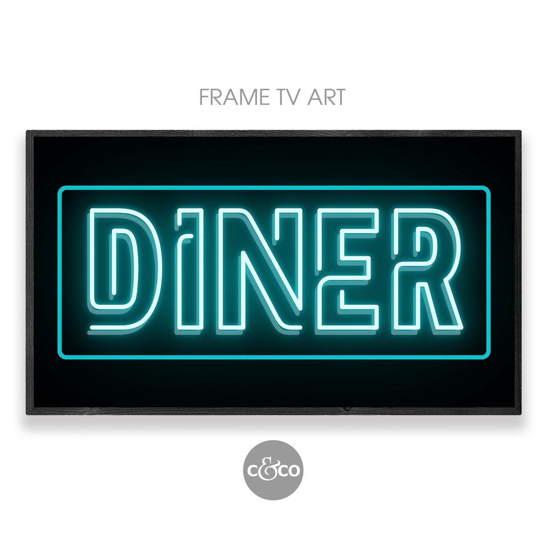 Neon Blue Diner Sign: Samsung Frame TV Art (digital Download) - Etsy
