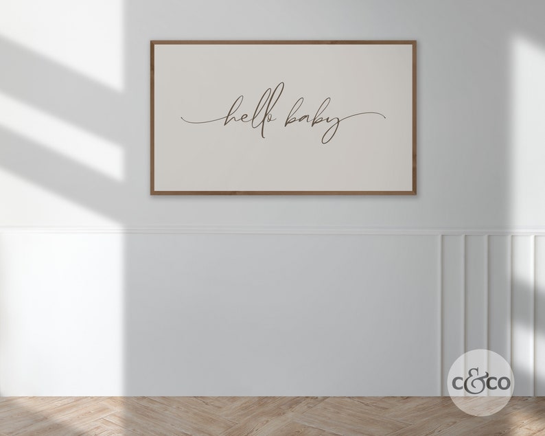 Hello Baby Sign for the Samsung Frame TV | Modern Baby Shower Party ...