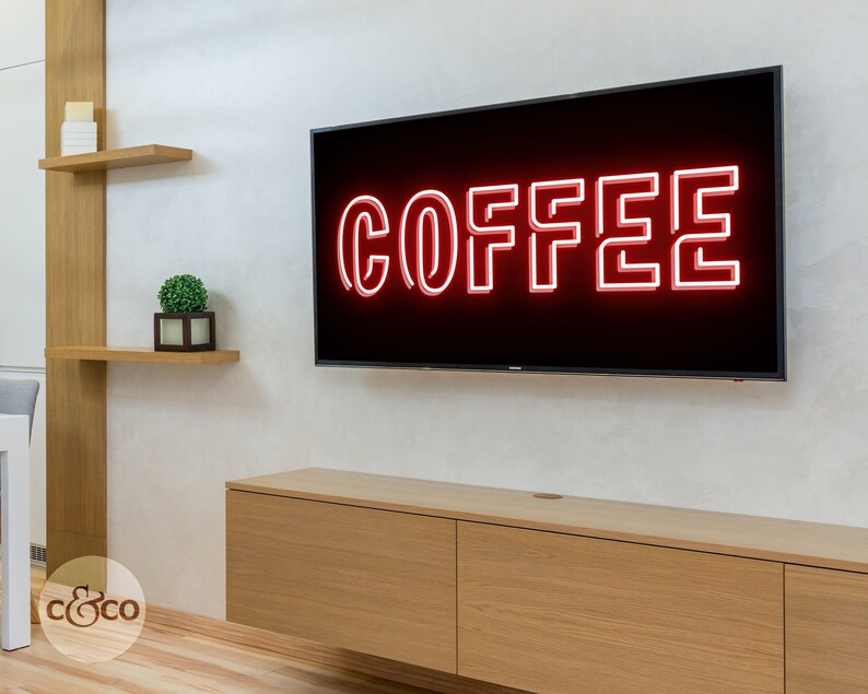 Coffee TV Art Coffee Bar Red Neon Digital Sign for Samsung - Etsy