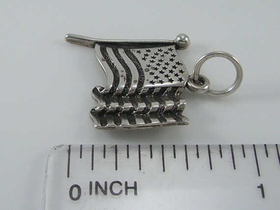 Vintage Silver Stars & Stripes USA Flag Charm - Gem