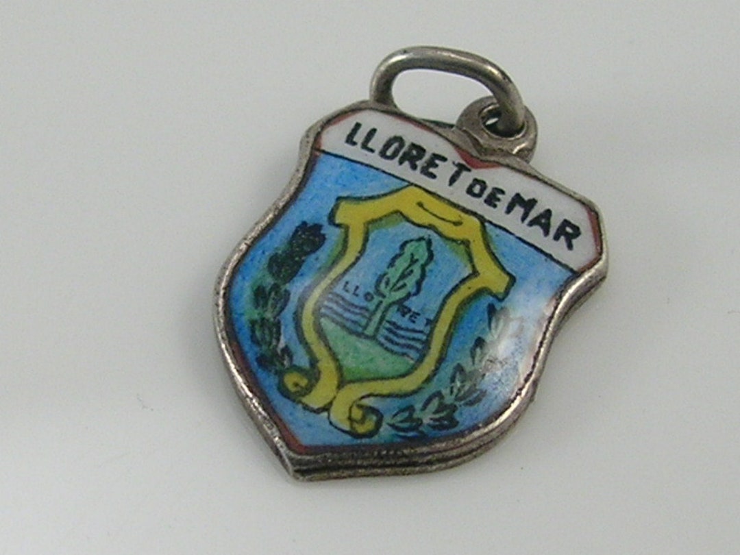 Vintage Silver Lloret De Mar Shield Charm - Etsy
