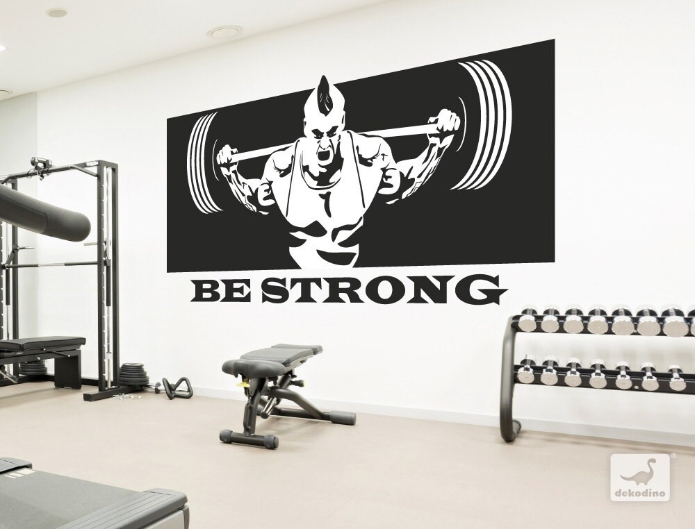 Wall Decal Fitness Wall Decal Weightlifter Be Strong Wall | Etsy