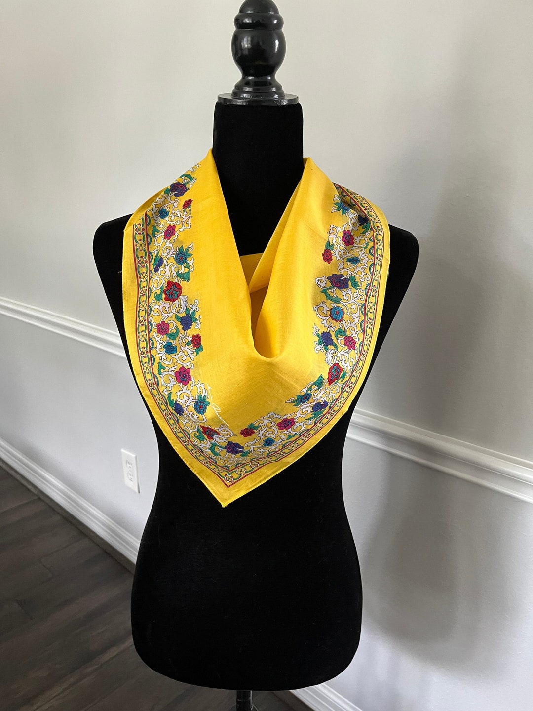 Vintage Ginnie Johansen Scarf Neck Scarf Provencal Cotton Yellow 27 ...