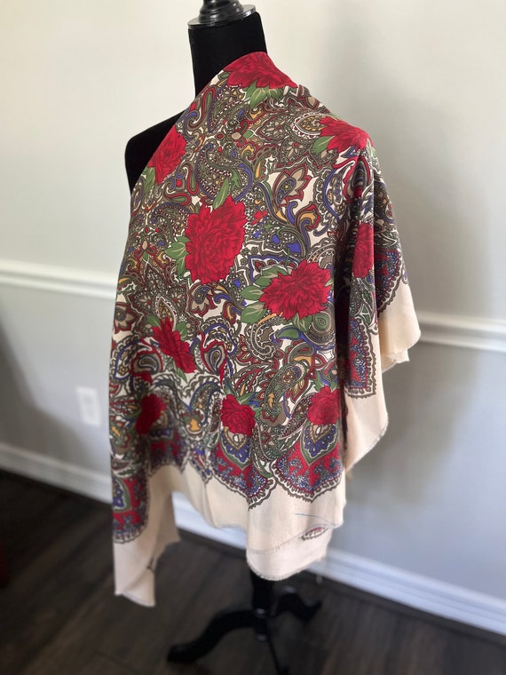 LAURA BORGHESE Oversized Red Roses Paisley Print Wint… - Gem