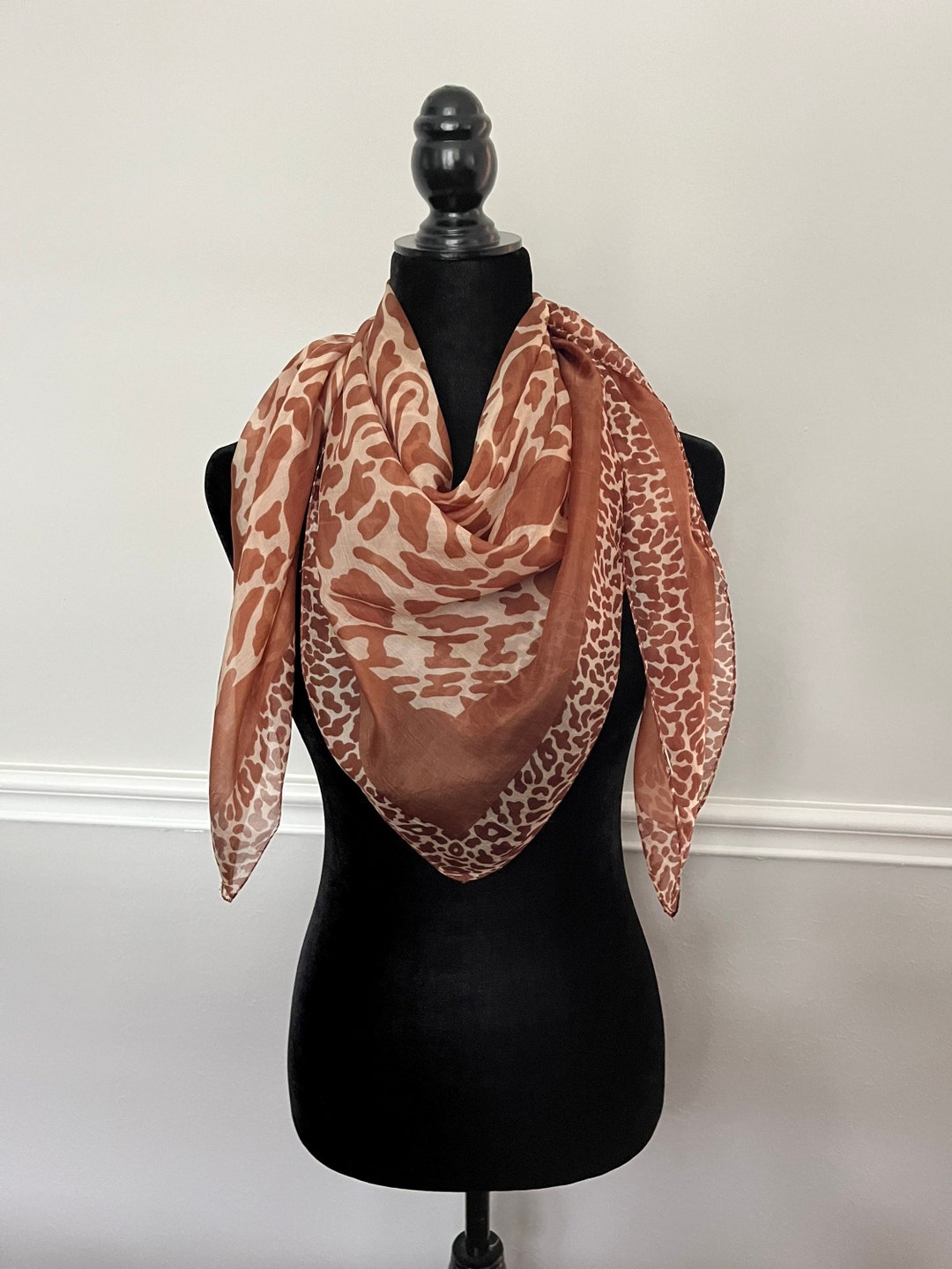 Vintage Leopard Print Large Square Silk Scarf for Women, Hair Wraps ...