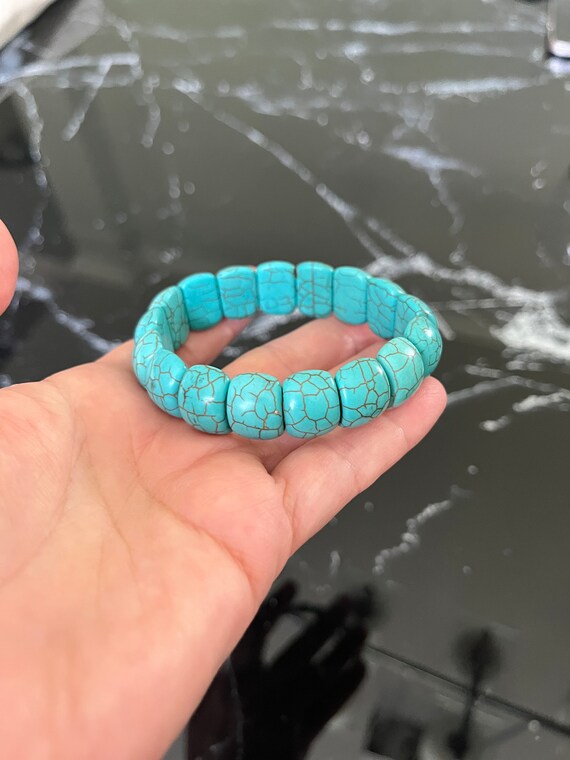 Vintage block turquoise stretchy - Gem
