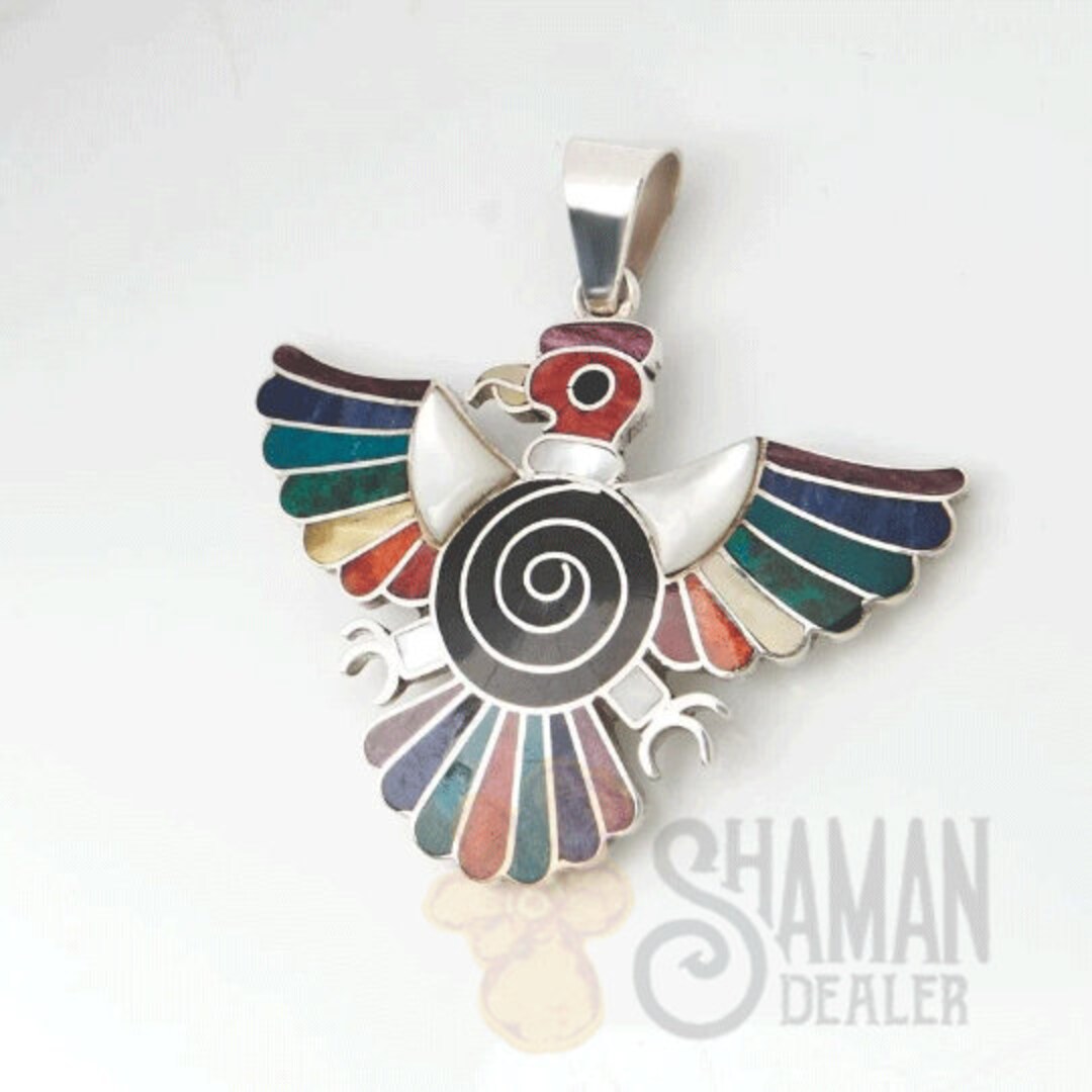 Hand Made Inka Condor Silver 950, Onix, Green Turquoise, Chrysocolla ...