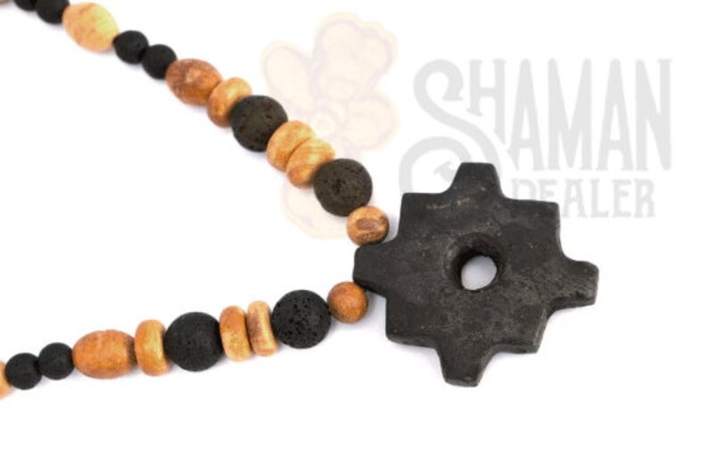 Shamanic Necklace Palo Santo Beads Chakana of Meteorite Stone - Etsy