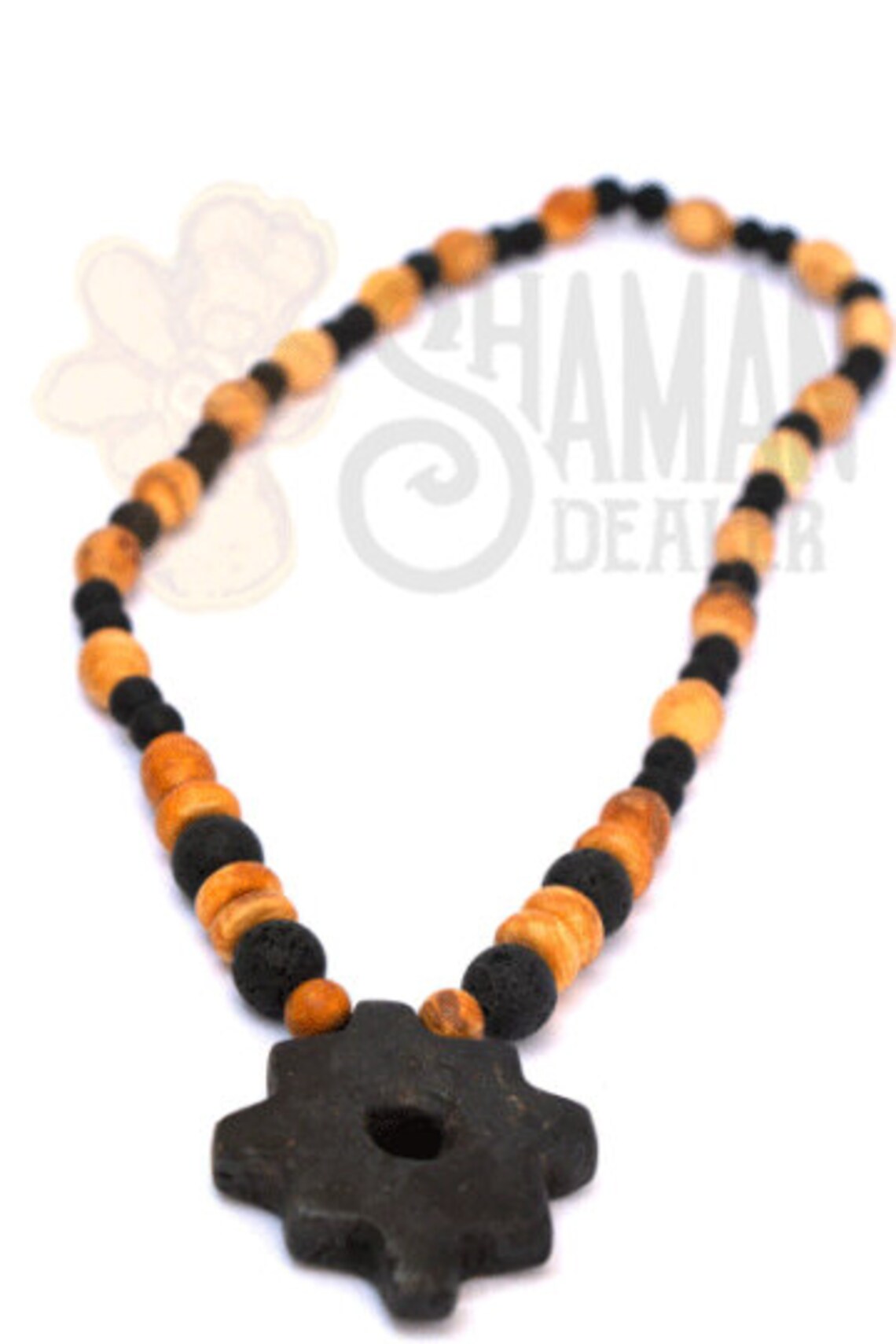 Shamanic Necklace Palo Santo Beads Chakana of Meteorite Stone - Etsy