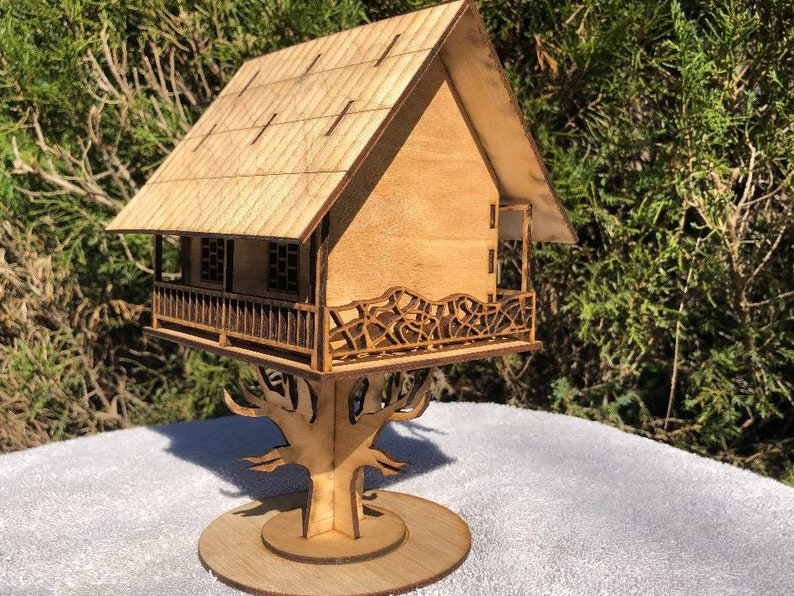 Laser Cut Wooden Tree House Hand Made Miniature House | Etsy