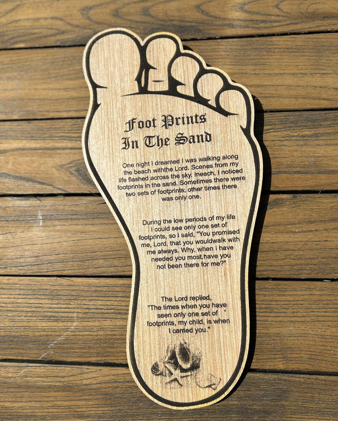 Footprints in the Sand Wood Sign - Christian Wall Art - Religious Home ...