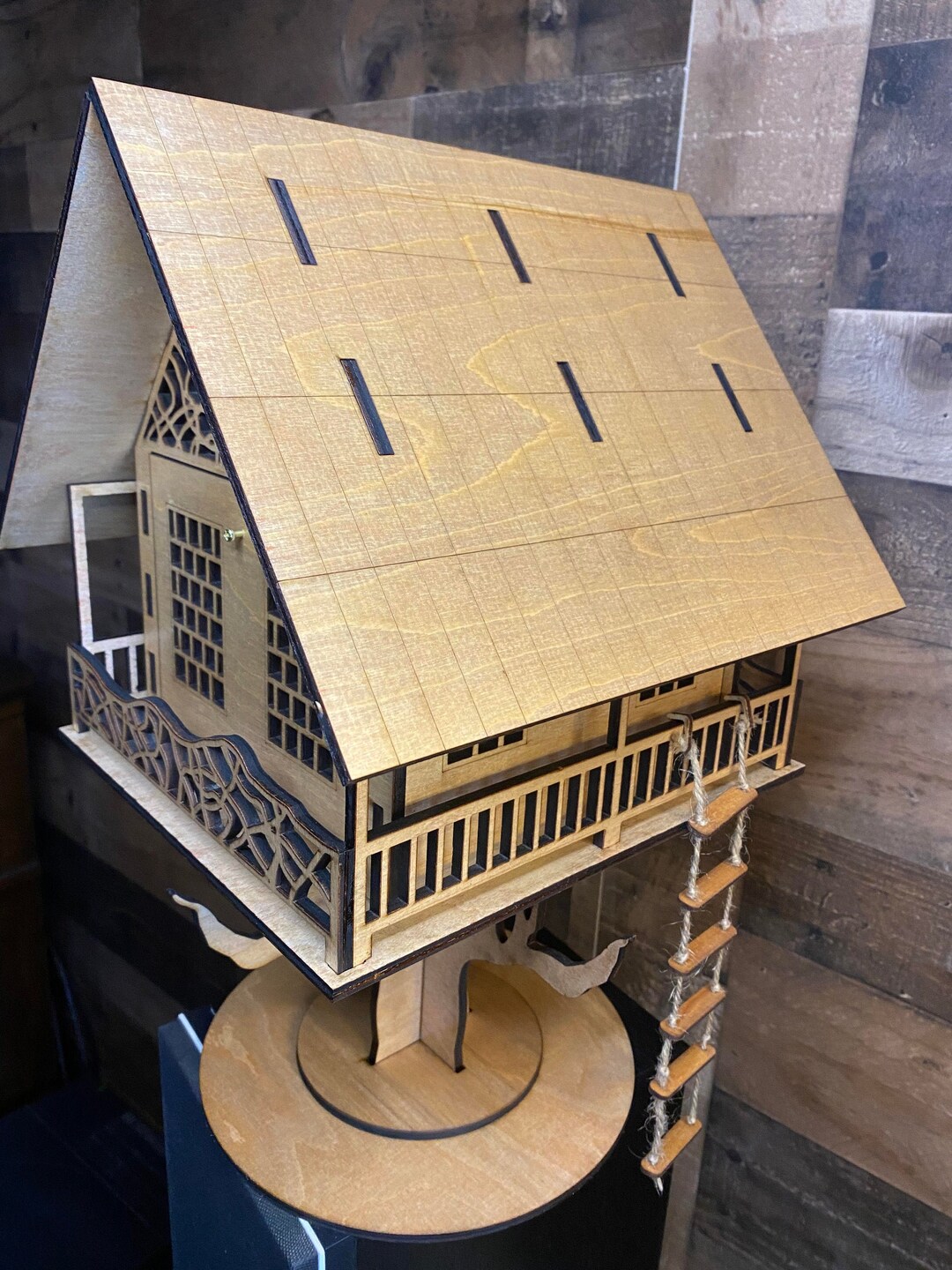 Laser Cut Wooden Tree House, Hand Made Miniature House, (1:12) Scale ...