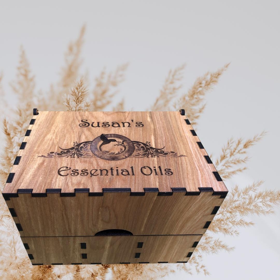 Essential Oils Wooden Storage Box, Handmade Wood Essential Oils Box ...