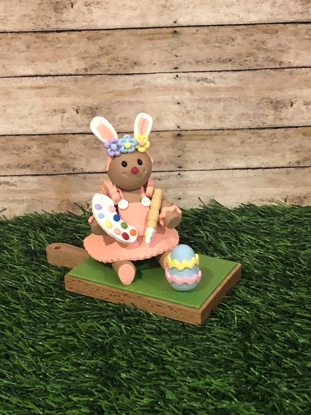 Polymer Clay Easter Bunny Figurine, Hand-painted Decor - Etsy