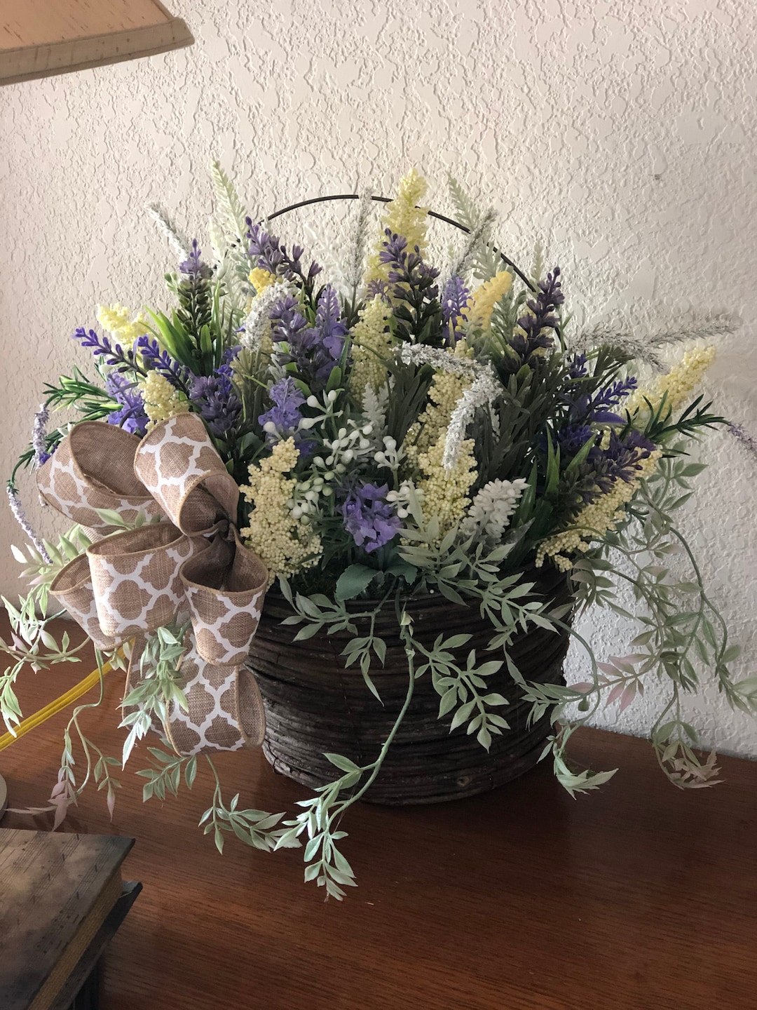 Spring Flower Basket, Flower Arrangement, Spring Floral Decor - Etsy