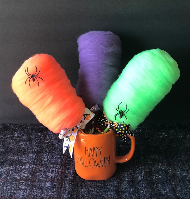 Fake Cotton Candy for Halloween Faux Orange Cotton Candy, Green Cotton ...