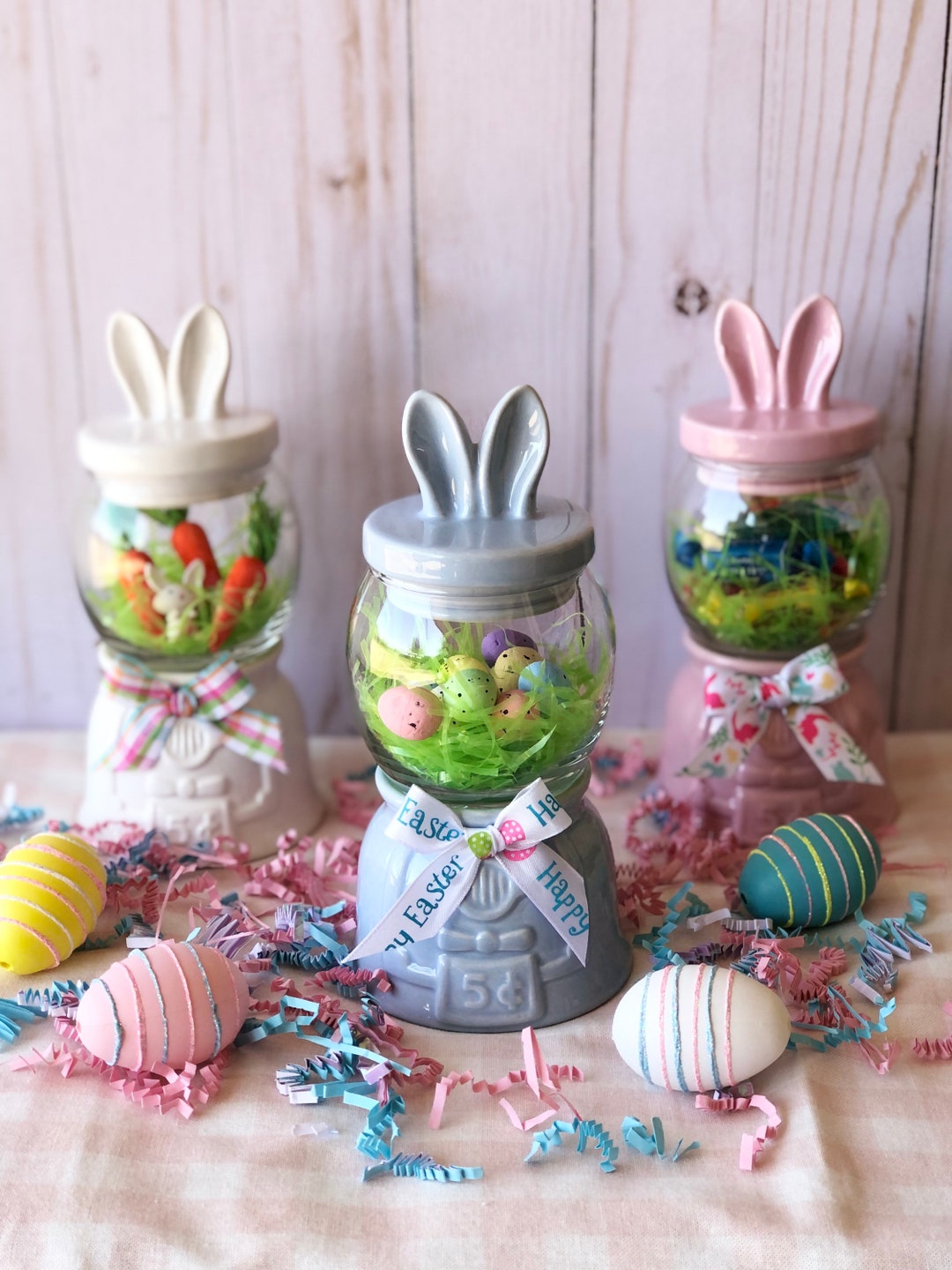 Easter Bunny Gumball Machine: Handmade Tiered Tray Decoration - Etsy