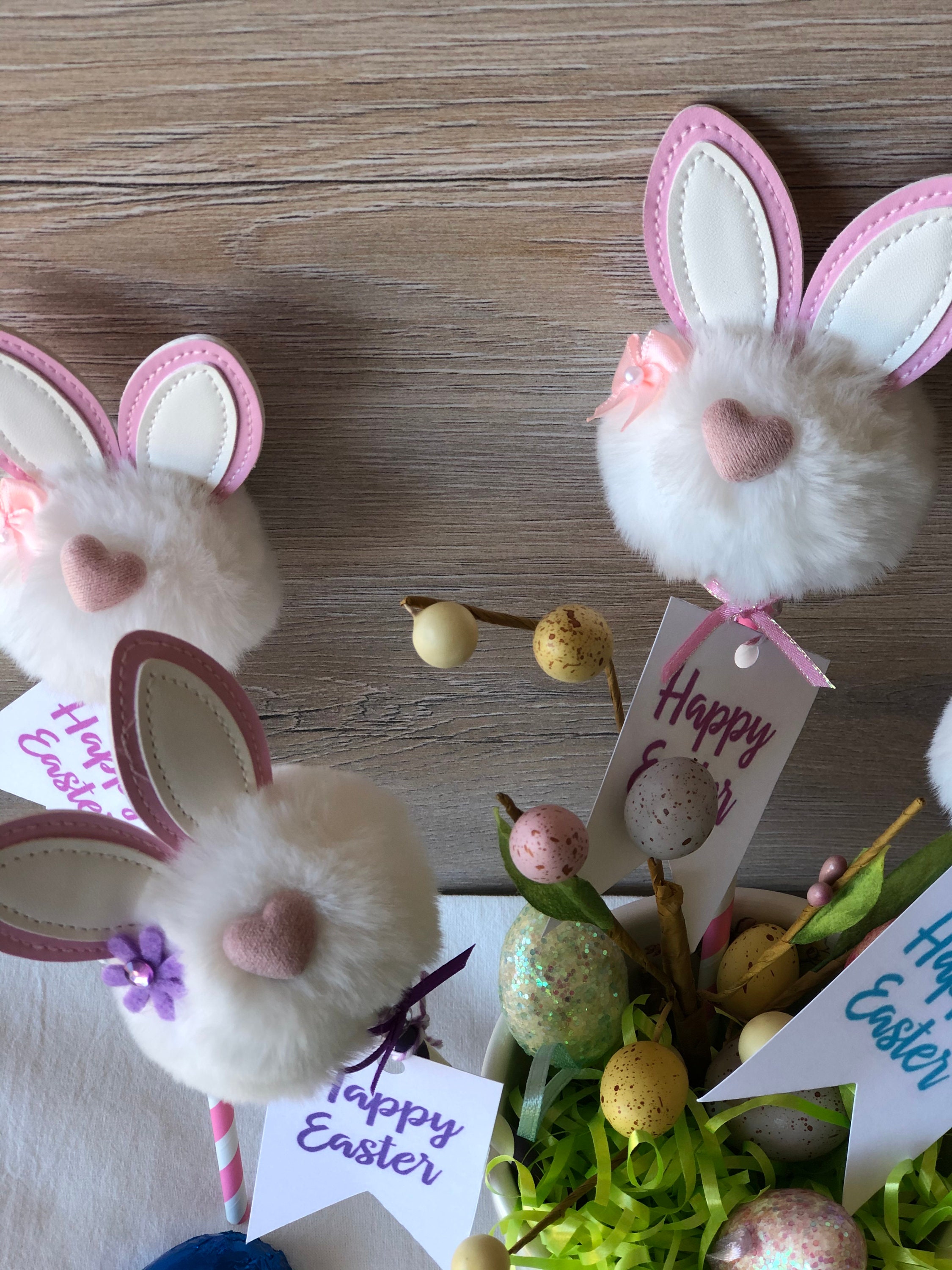 Easter Bunny on Stick Easter Decor for Home Fuzzy Bunny for Easter ...