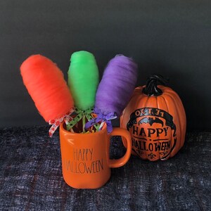 Fake Cotton Candy for Halloween Faux Orange Cotton Candy, Green Cotton ...
