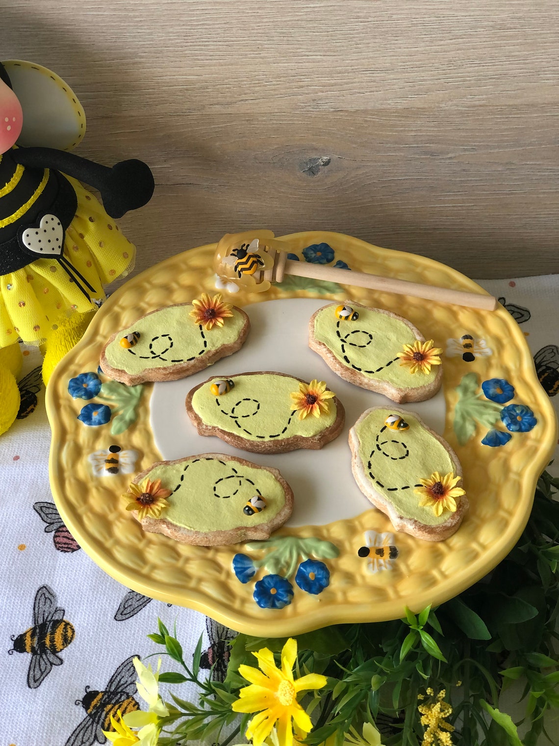 Fake Bee Theme Cookies Summer Bumble Bee Faux Cookies | Etsy