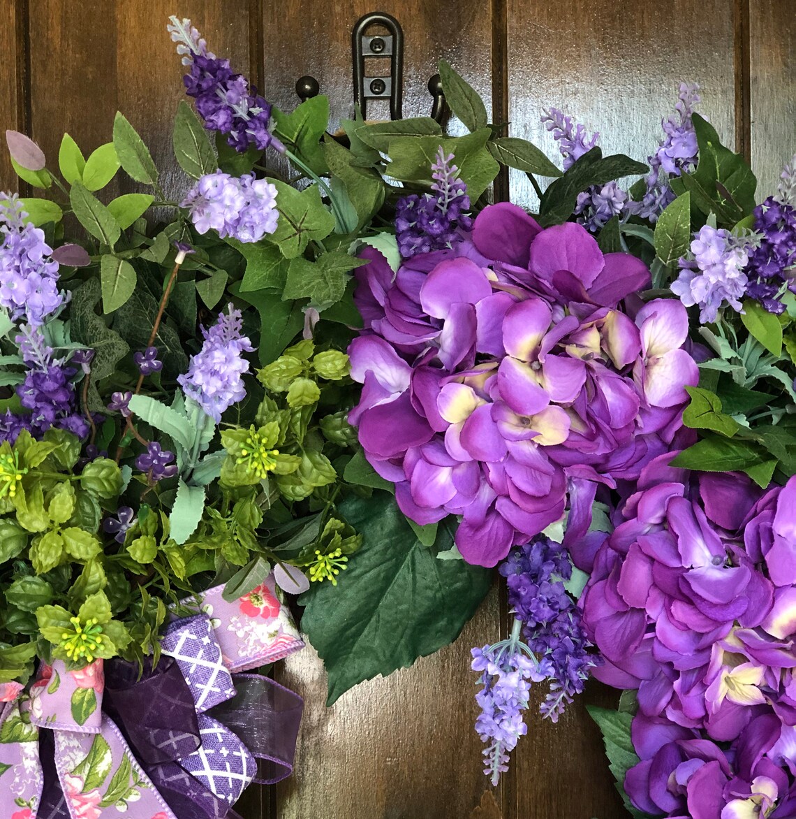 Purple Hydrangeas Wreath Spring Floral Wreath Spring Wreath - Etsy